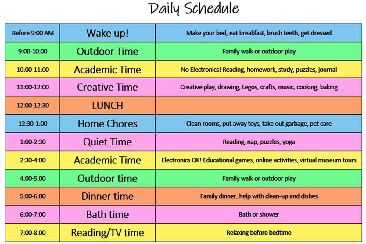 Daily Routine Chart For 10 Year Old Daily Routine Chart For 10 Year Old